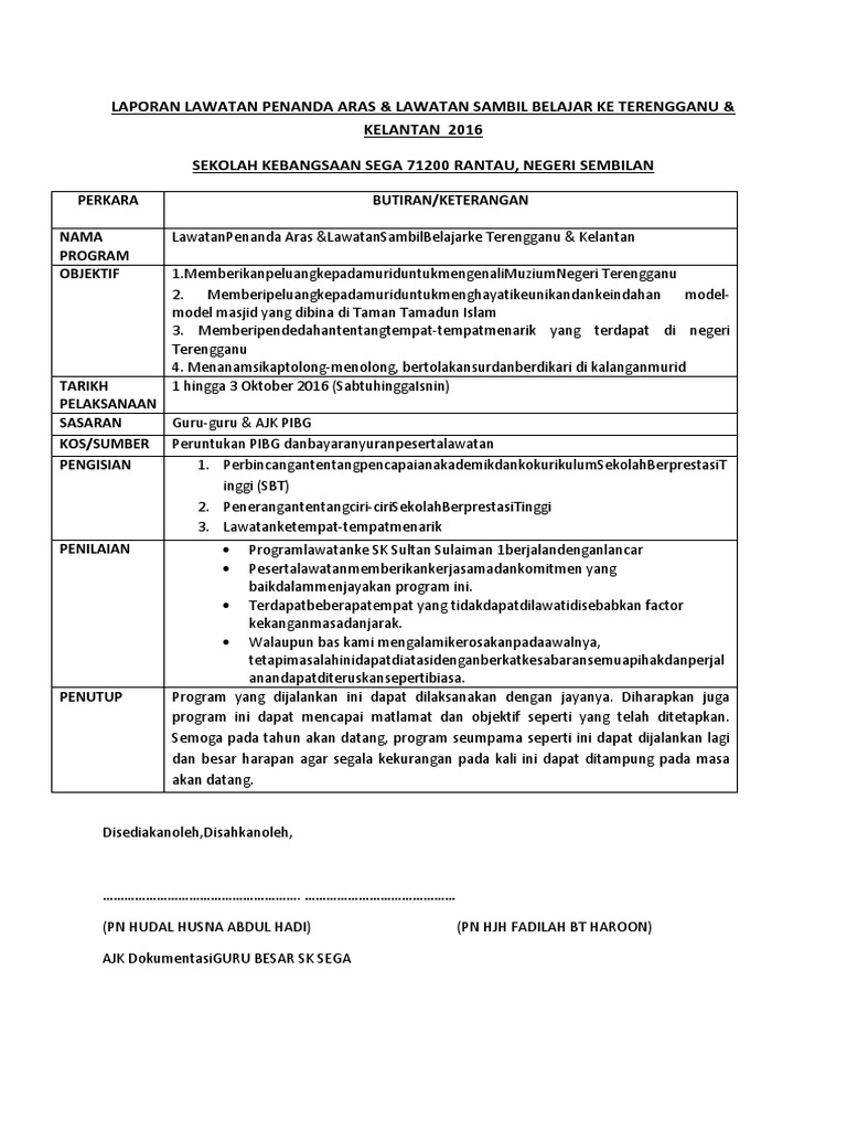 LAPORAN Lawatan | PDF