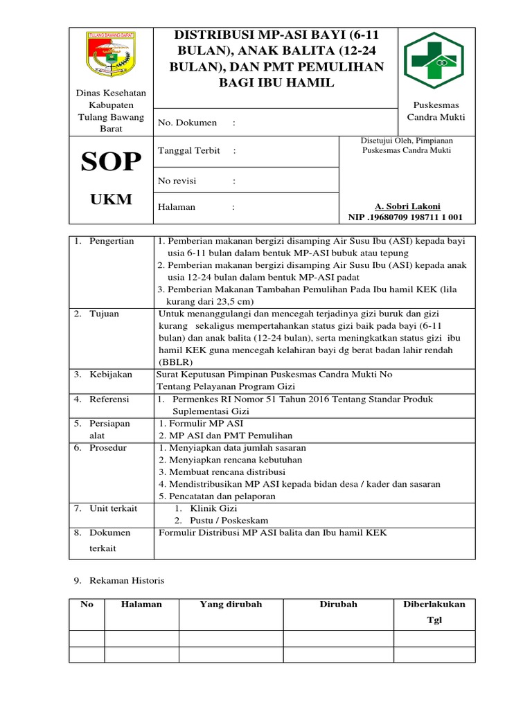 SOP Distribusi MP ASI | PDF | Kesehatan Holistik