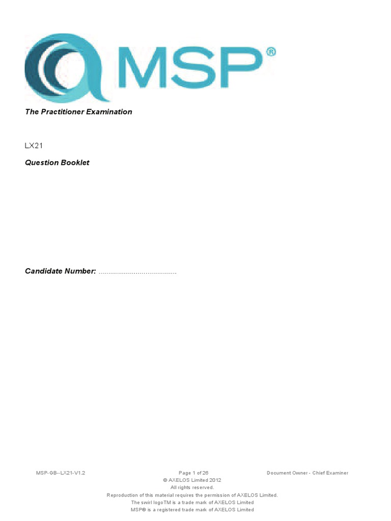 08 LX21b MSP 2011 Practitioner Sample Paper v1.2 - Questions | PDF ...