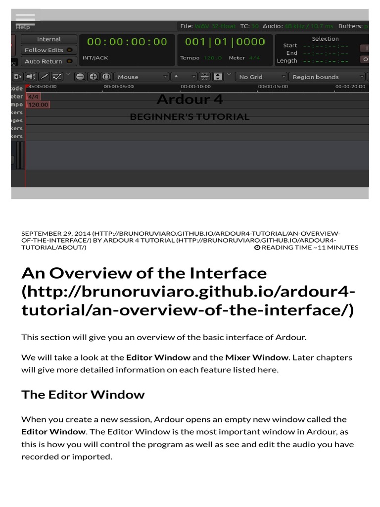 Beginner's Tutorial - Ardour 4-1 | PDF | Menu (Computing) | Tab (Gui)