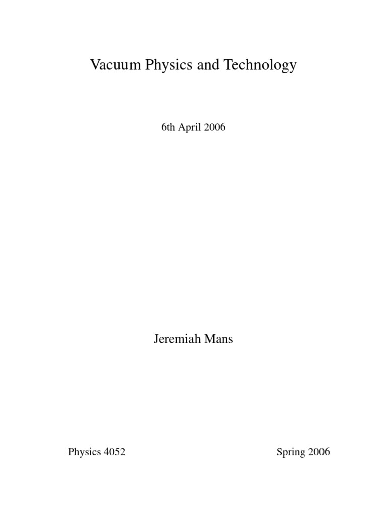 Vacuum Physics and Technology PDF | PDF | Vacuum | Pressure Measurement