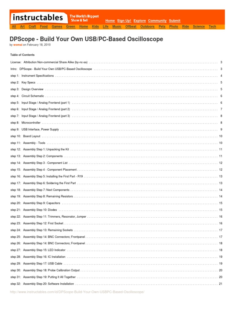 DPScope Build Your Own USBPC Based Oscilloscope | PDF | Analog To ...
