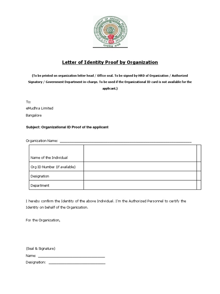 Letter of Identity Proof by Organization | PDF | Identity Document ...