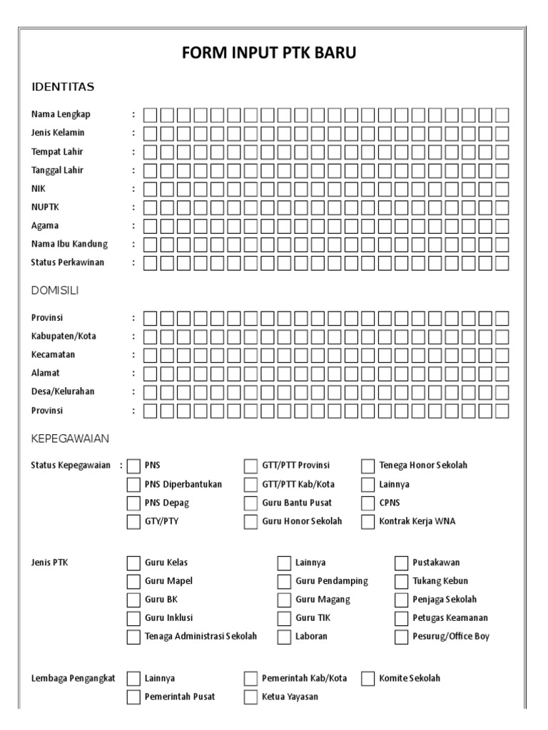 Form Tambah PTK | PDF