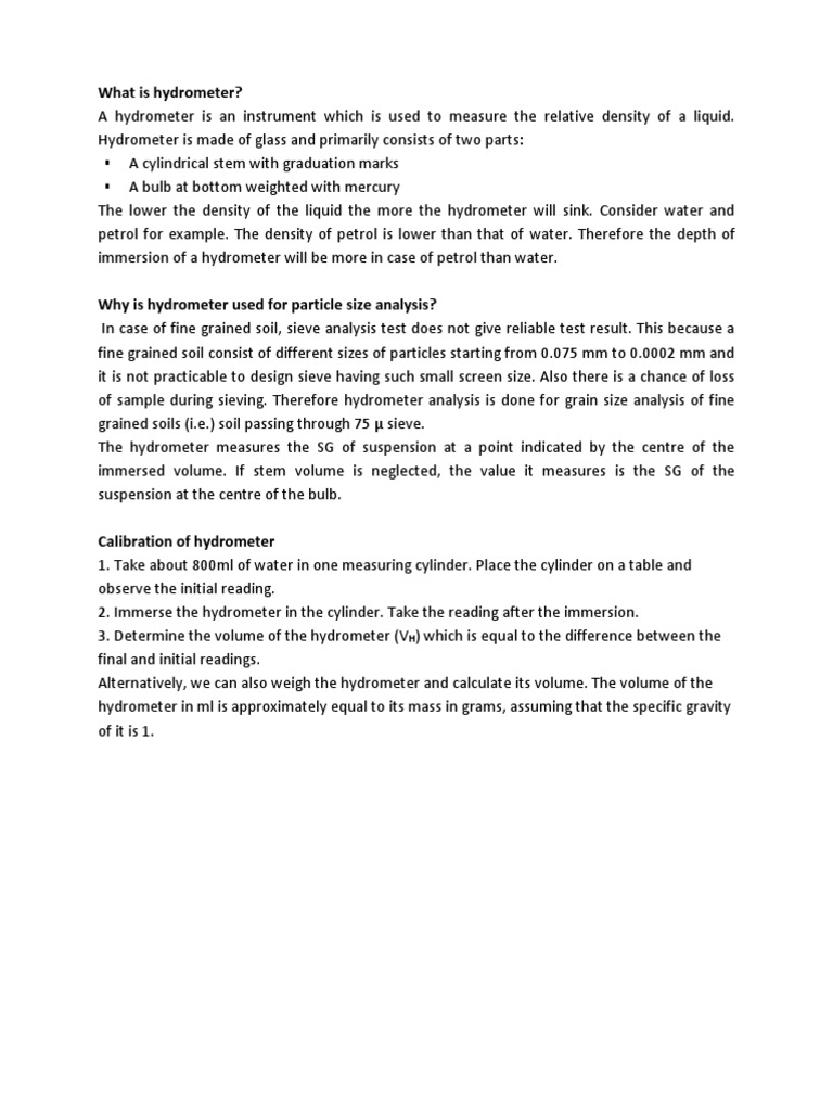 3.9 Hydrometer Method | PDF | Physical Quantities | Physics