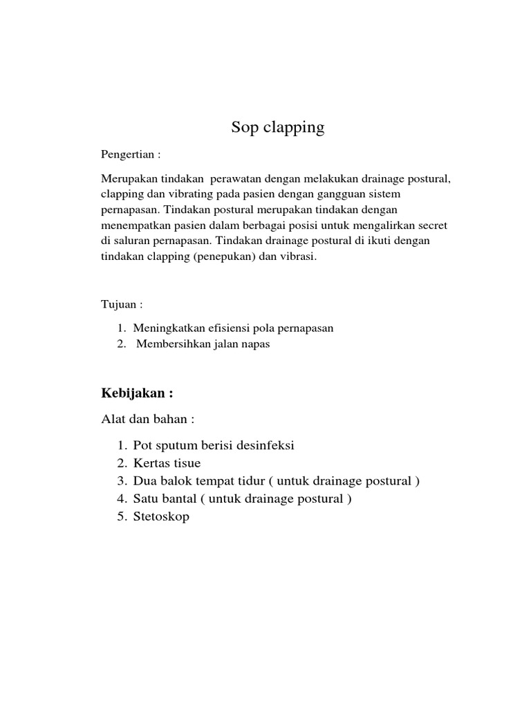 Prosedur Clapping untuk Fisioterapi Dada | PDF