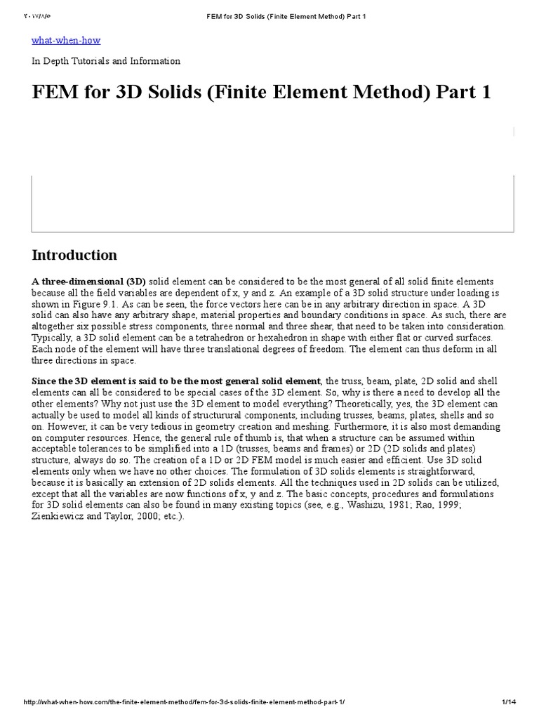 FEM For 3D Solids (Finite Element Method) Part 1 | PDF | Finite Element Method | Matrix ...