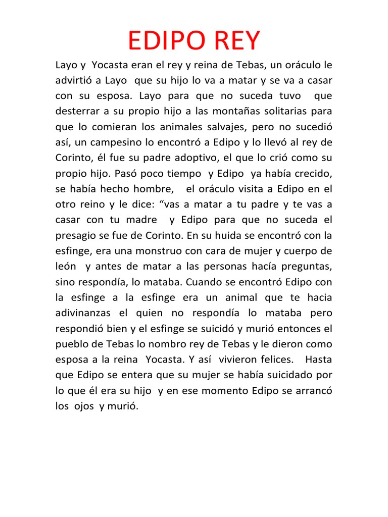 Layo y Yocasta Eran El Rey y Reina de Tebas | PDF
