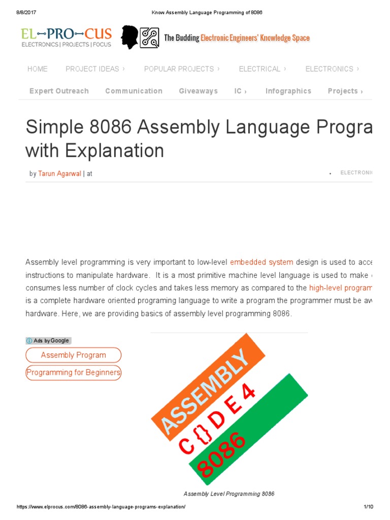 Know Assembly Language Programming of 8086 | PDF | Assembly Language ...