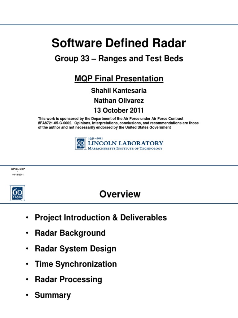 Software Defined Radar: Group 33 - Ranges and Test Beds MQP Final ...