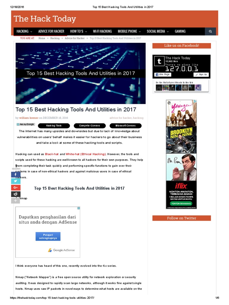 Top 15 Best Hacking Tools and Utilities in 2017 | PDF | Security Hacker ...