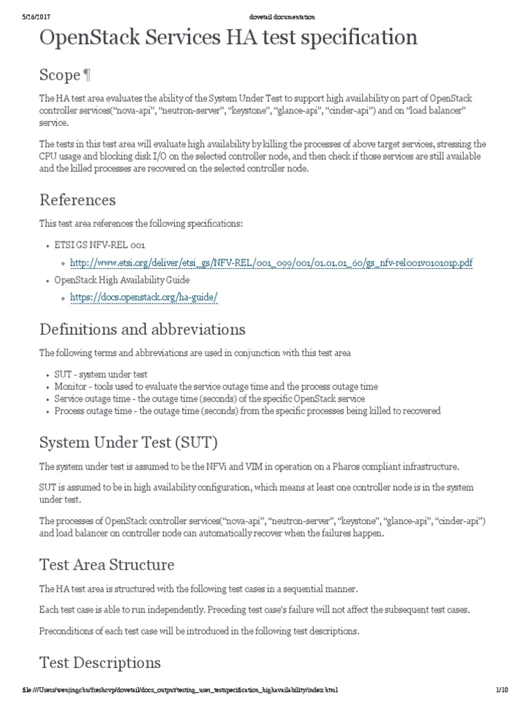 HA Test Spec | Download Free PDF | Open Stack | Load Balancing (Computing)