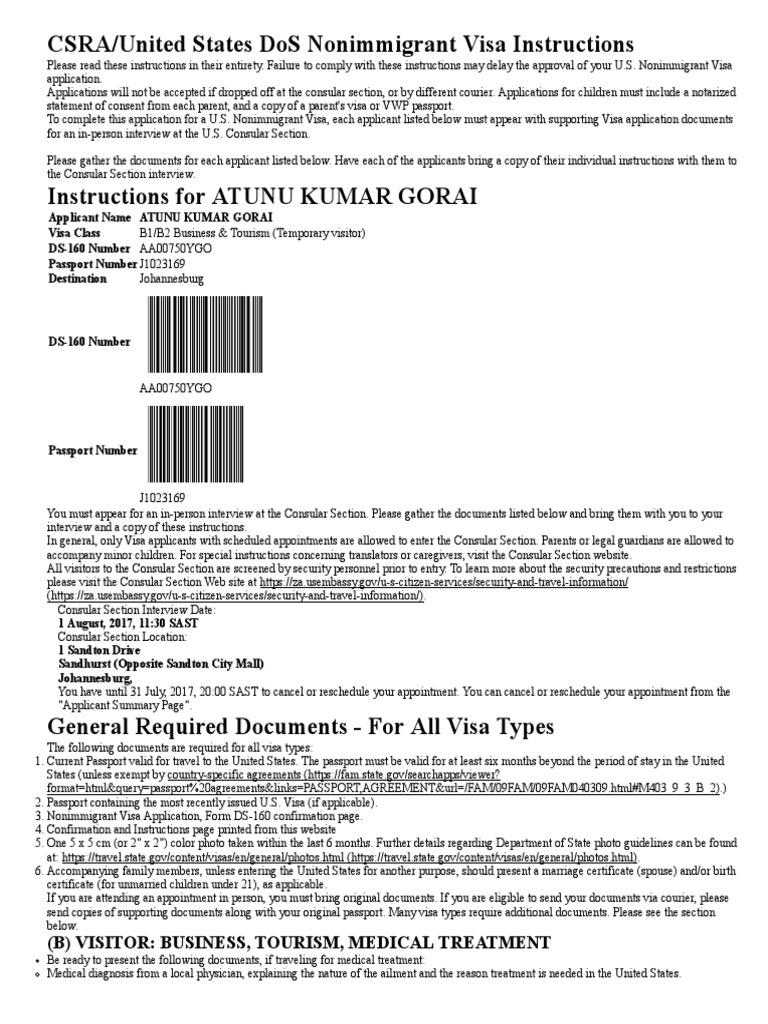 Visa Instruction | Travel Visa | Passport