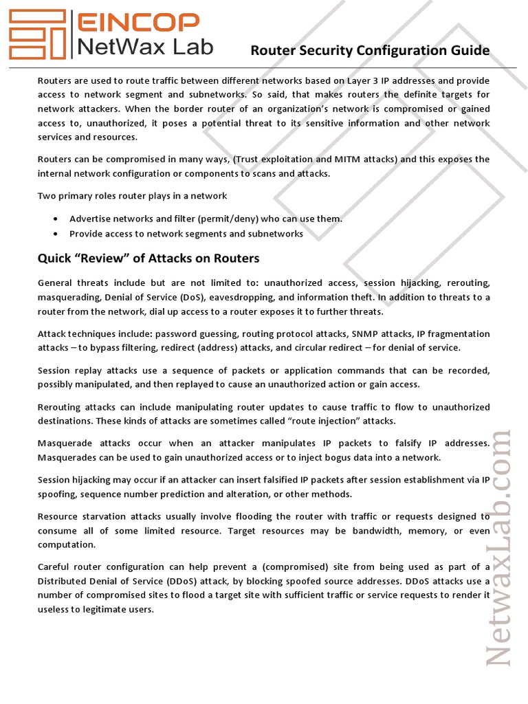 NXLD90 Router Security Configuration Guide | PDF | Transmission Control Protocol | Denial Of ...