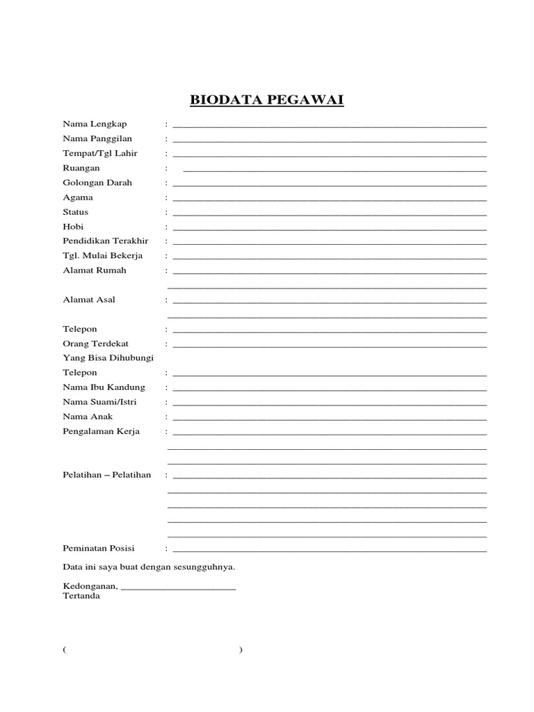 Biodata Pegawai | PDF