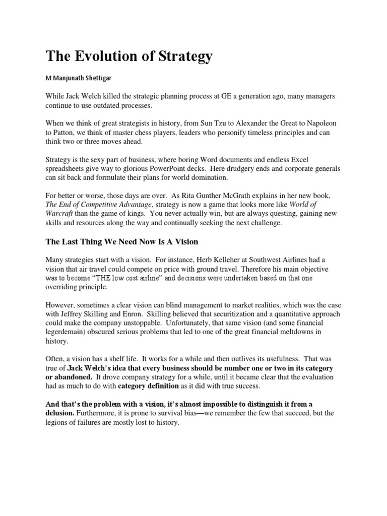 The Evolution of Strategy from Planning to Emergent and Bayesian ...