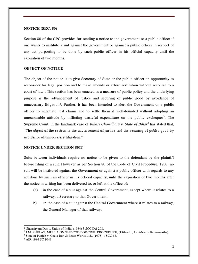 Notice (Sec. 80) | PDF | Lawsuit | Separation Of Powers