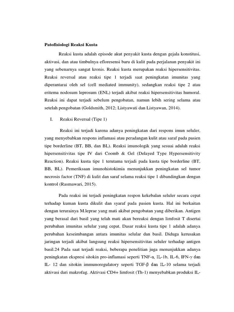Patofisiologi Reaksi Kusta Tipe 1 dan 2 | PDF