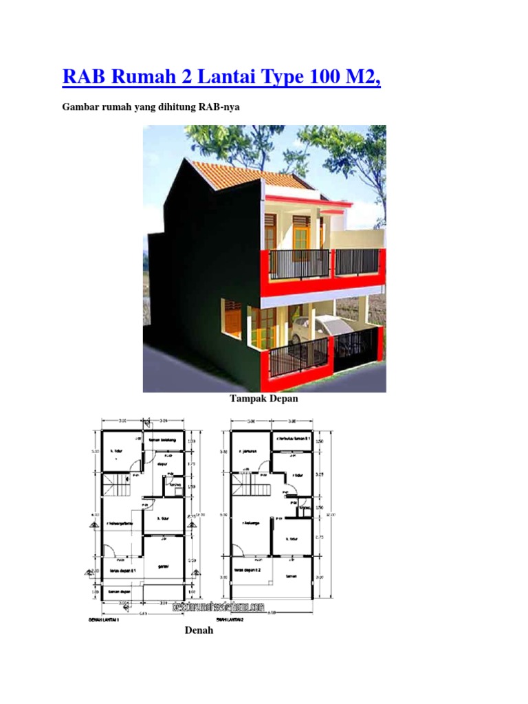 RAB Rumah 2 Lantai Type 100 M2 | PDF