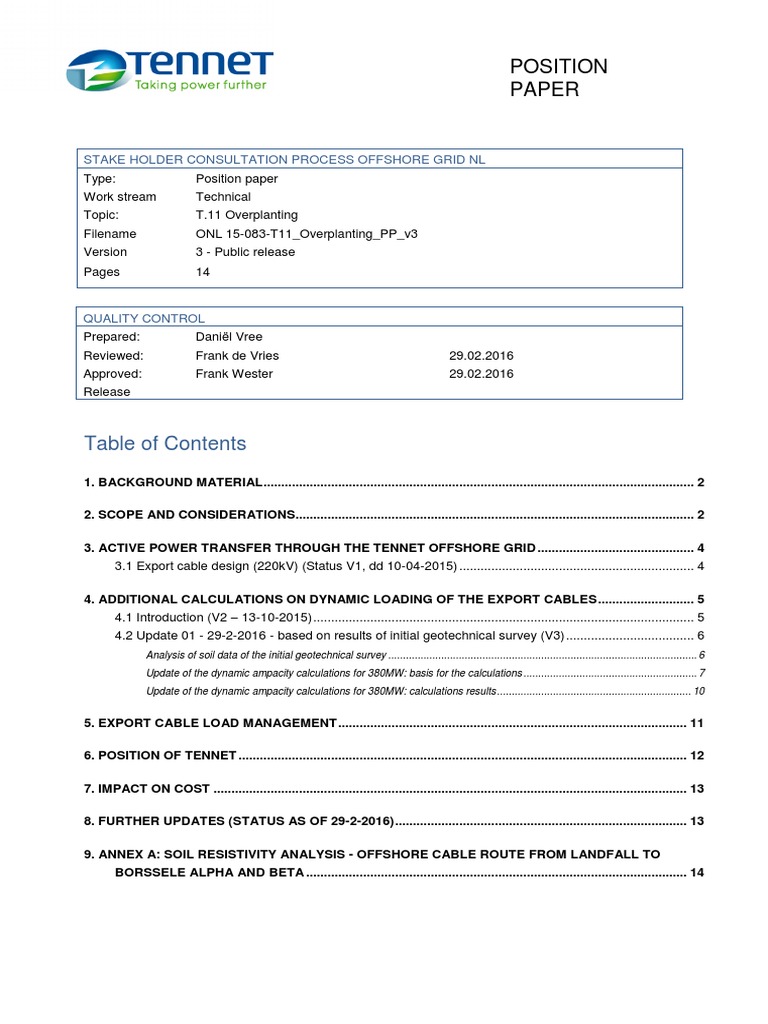 Position Paper: Stake Holder Consultation Process Offshore Grid NL ...