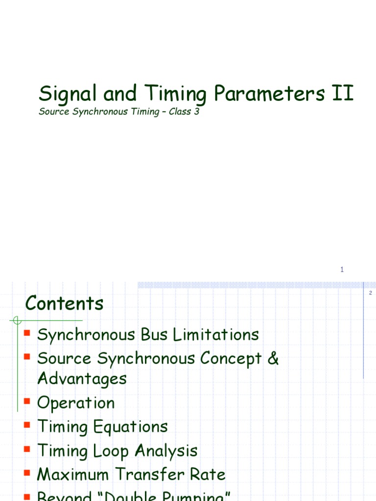 Signal and Timing Parameters II: Source Synchronous Timing - Class 3 | PDF | Electricity ...