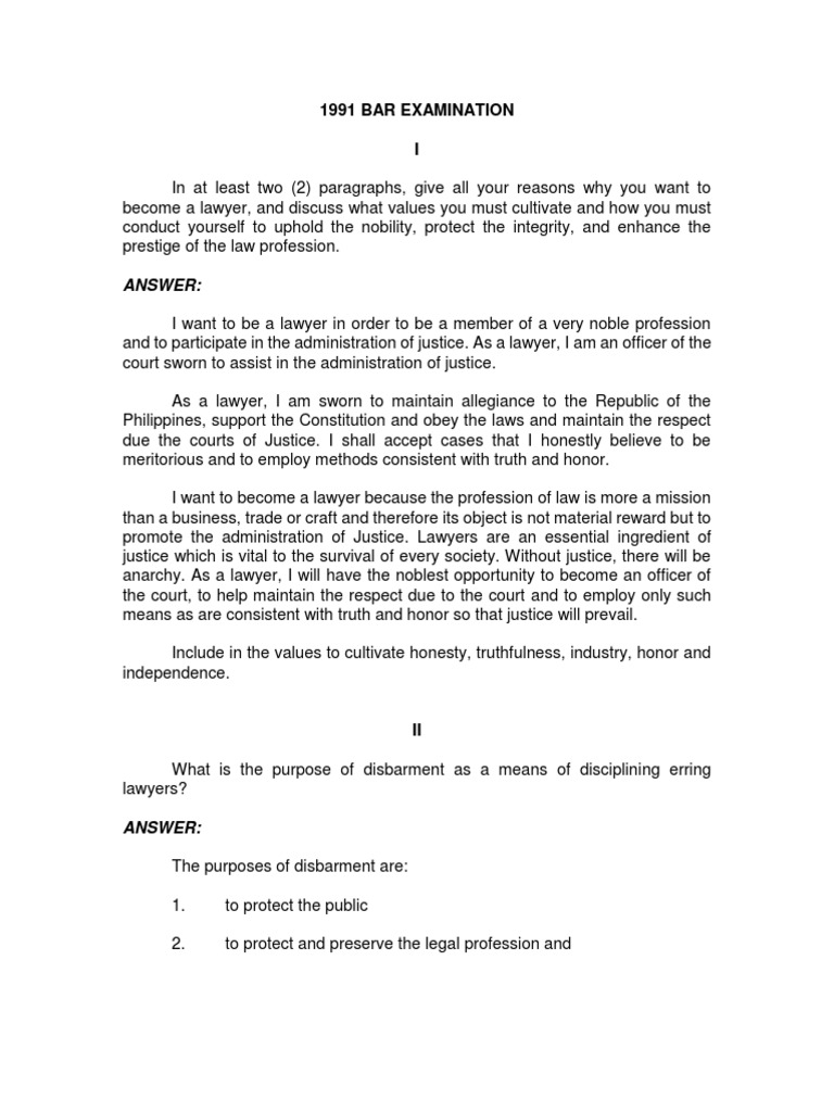 1987-1991 Bar Examination | PDF | Lawyer | Prosecutor
