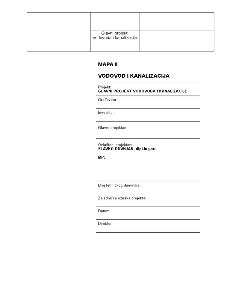 Vodovod I Kanalizacija Troškovnik | PDF