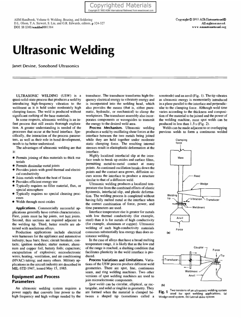 Ultrasonic Welding | PDF | Welding | Construction