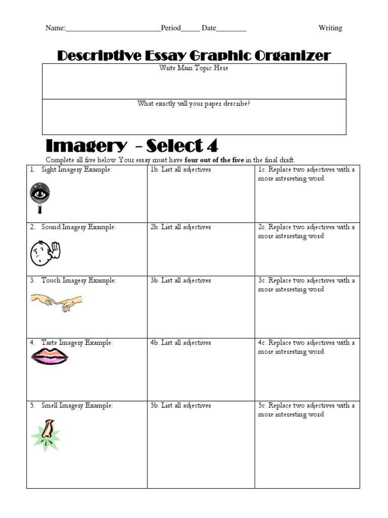 Descriptive Essay Graphic Organizer | PDF | Essays | Adjective