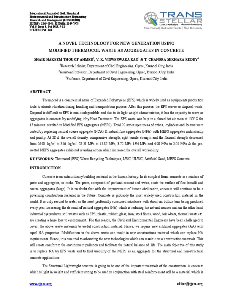 A Novel Technology For New Generation Using Modified Thermocol Waste As ...