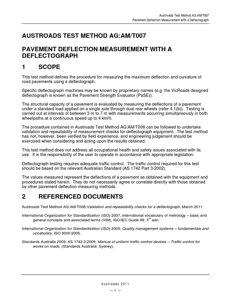 AG AM T007 Deflection-Deflectograph Survey 2011 | PDF | Calibration ...