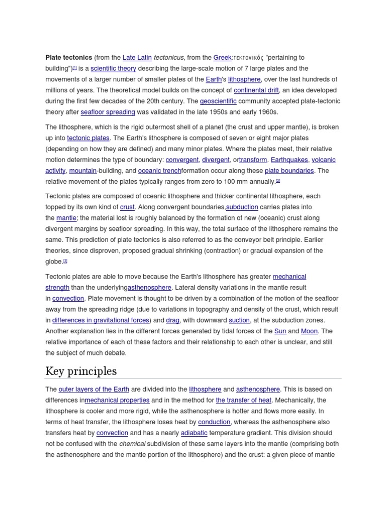 Key Principles: Plate Tectonics (From The | PDF | Plate Tectonics ...