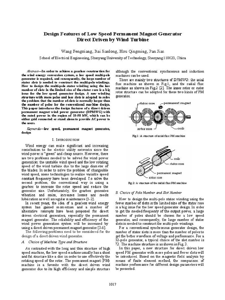 A6. Design Features of Low Speed Permanent Magnet Generator | PDF ...