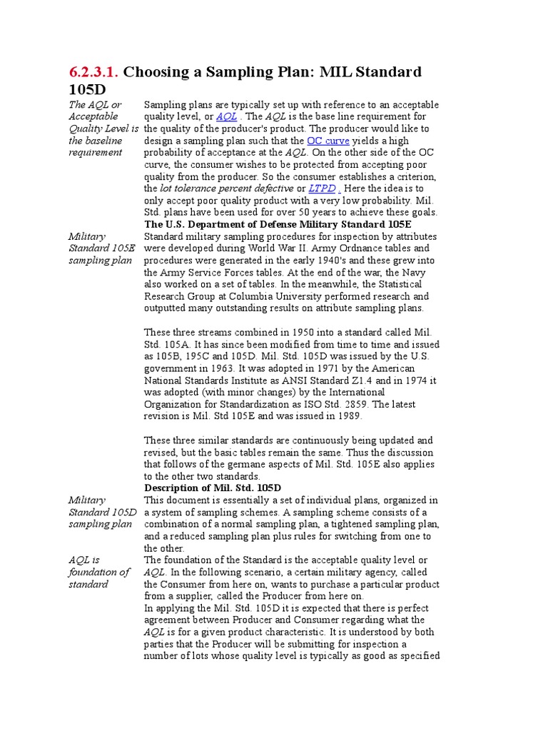 MIL Standard 105D | PDF | Standardization | Sampling (Statistics)