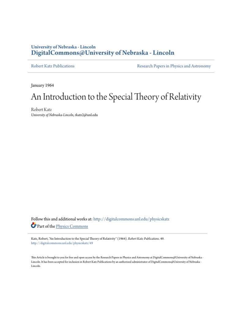 Intro Special | PDF | Special Relativity | Luminiferous Aether