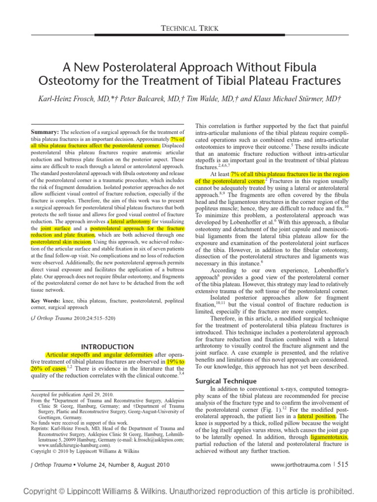 A New Posterolateral Approach Without Fibula Osteotomy For The ...