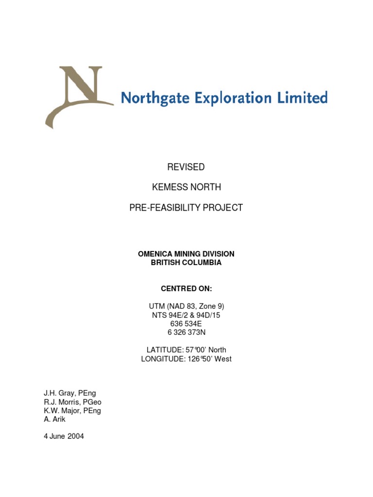 Revised Kemess North Pre-Feasibility Project | PDF | Coal Mining | Mining