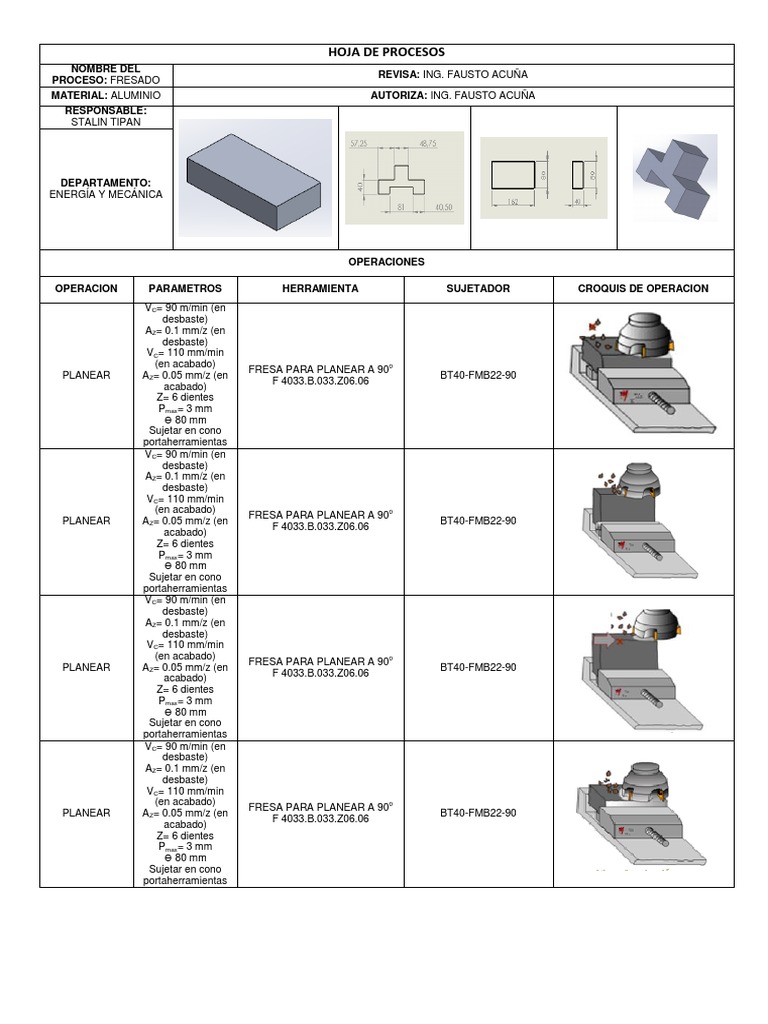 Hoja de Procesos de Mecanizado | PDF