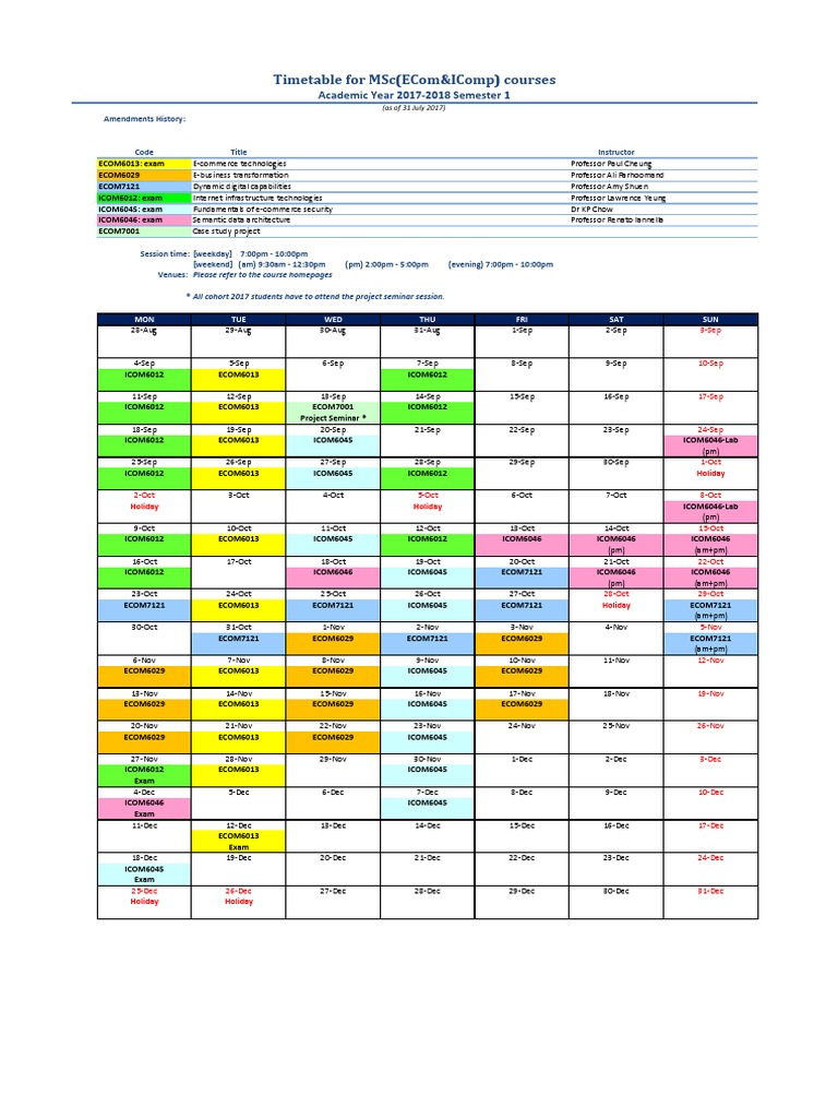 Timetable HKU 2017 PDF | PDF | Behavior Modification | Learning