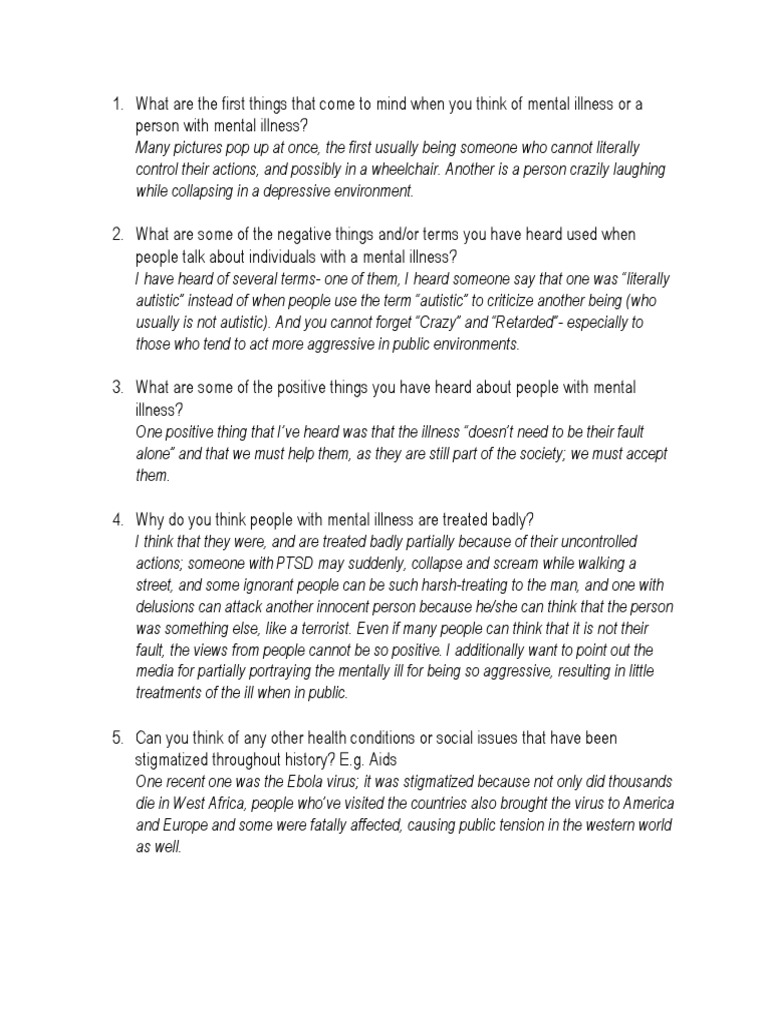Mental Health Case Study Assignment | PDF | Mental Disorder | Ebola ...