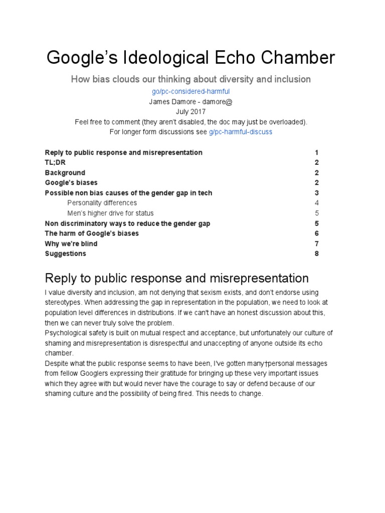 Google's Ideological Echo Chamber | PDF | Bias | Discrimination