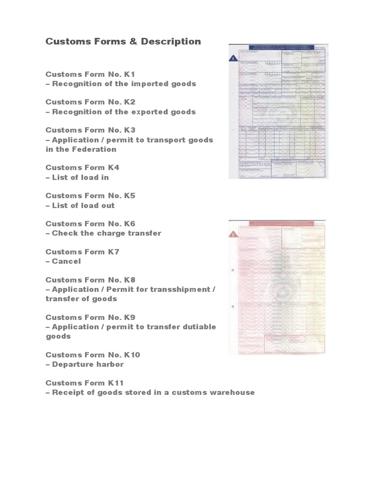 Customs Forms & Description | PDF