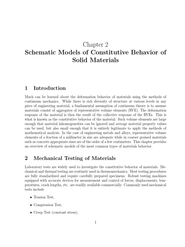 Schematic Models of Constitutive Behavior of Solid Materials | PDF ...