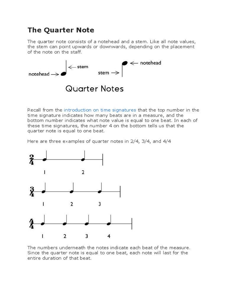 The Quarter Notes Rhythms | PDF | Rhythm And Meter | Elements Of Music