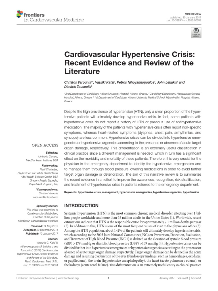 Hypertensive Crisis Journal | PDF | Hypertension | Blood Pressure