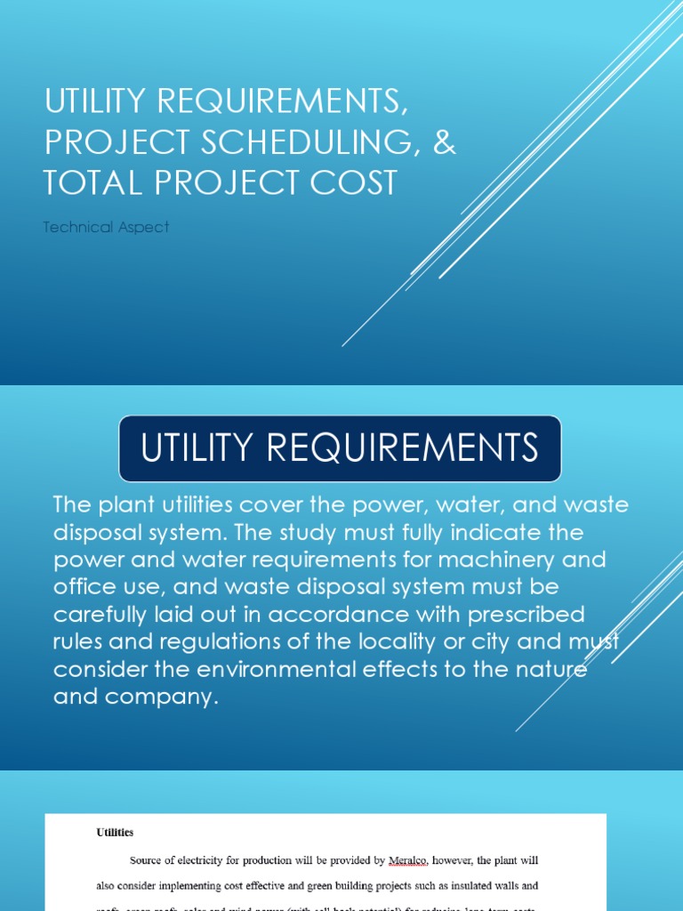 Utility Requirements, Project Scheduling, & Total Project Costs | PDF