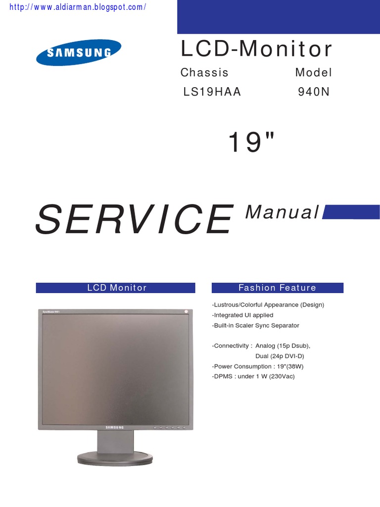 Samsung SyncMaster 940N LCD Service Manual PDF | PDF | Electrostatic ...