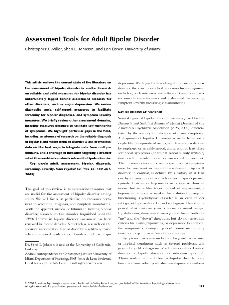 Artículo_Assessment Tools for Adult Bipolar Disorders | Bipolar ...