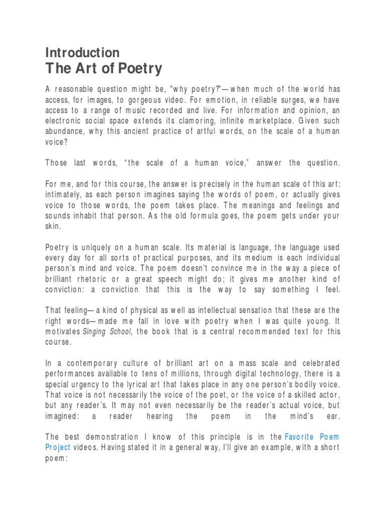Introduction Art of Poetry | PDF | Poetry | Cognitive Science