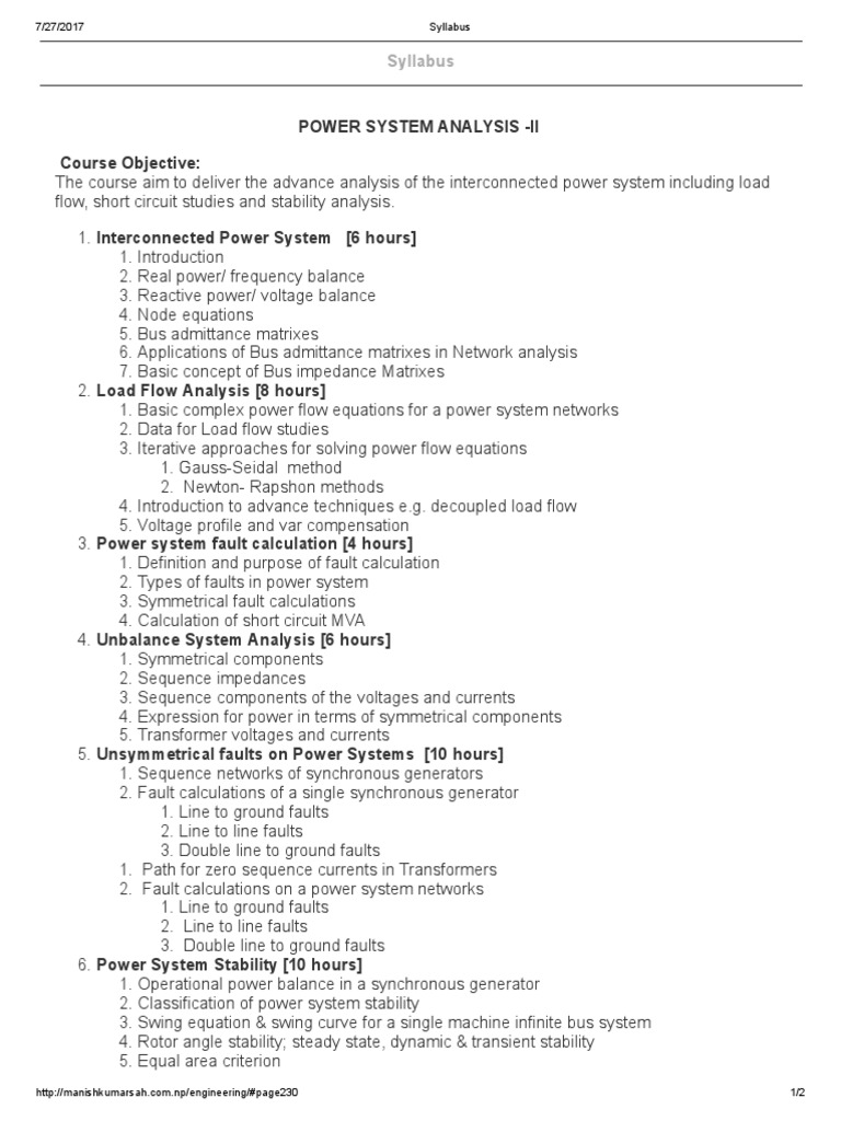 Power System Analysis - II | PDF | Electric Power System | Power (Physics)